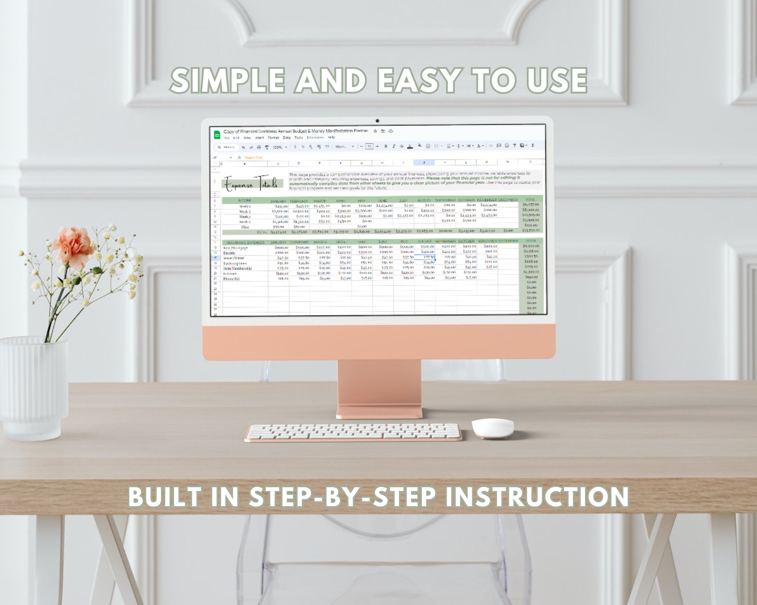 Annual Budget Planner Monthly Budget Sheet Instant Download Money ...