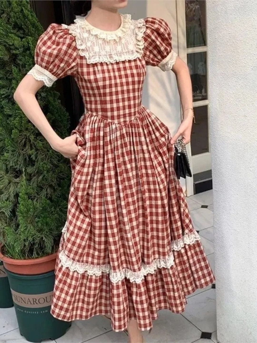 French Vintage Ruffles Puffle Sleeve Dress Summer Princess - Etsy