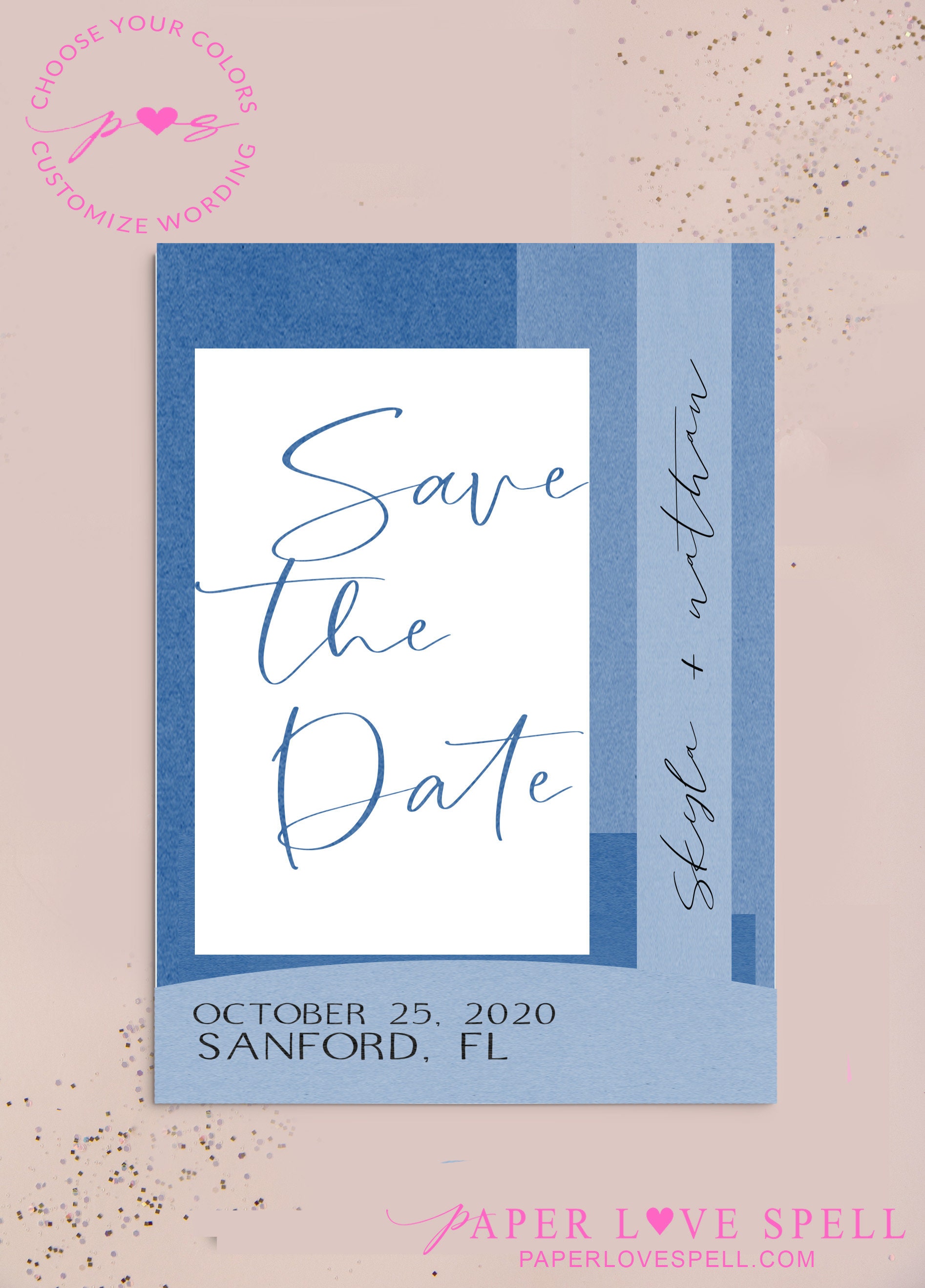Navy Blue Wedding Save the Date I Dark Blue Save the Date I | Etsy