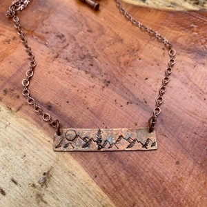 Hand Stamped Mountain Scene on Artisan Copper - Etsy