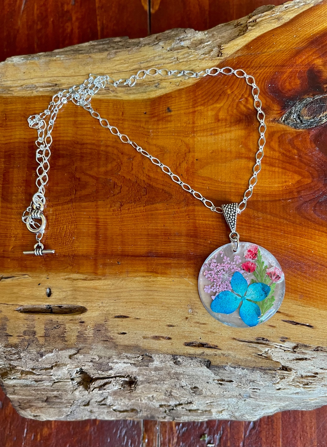 Dried Flower Pendant on Capiz Shell - Etsy