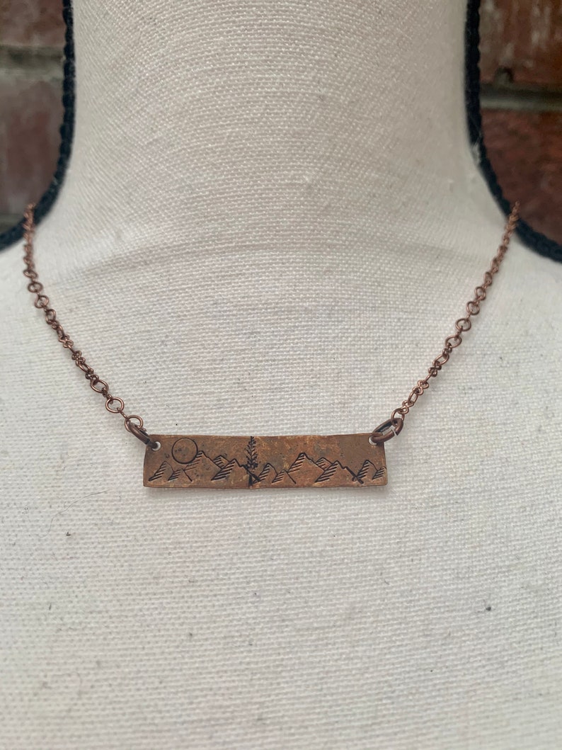 Hand Stamped Mountain Scene on Artisan Copper - Etsy