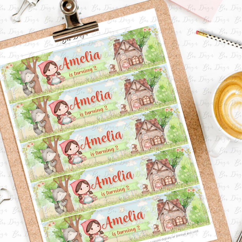 Little Red Riding Hood Water Label Party Woodland Water Bottle Label - Etsy