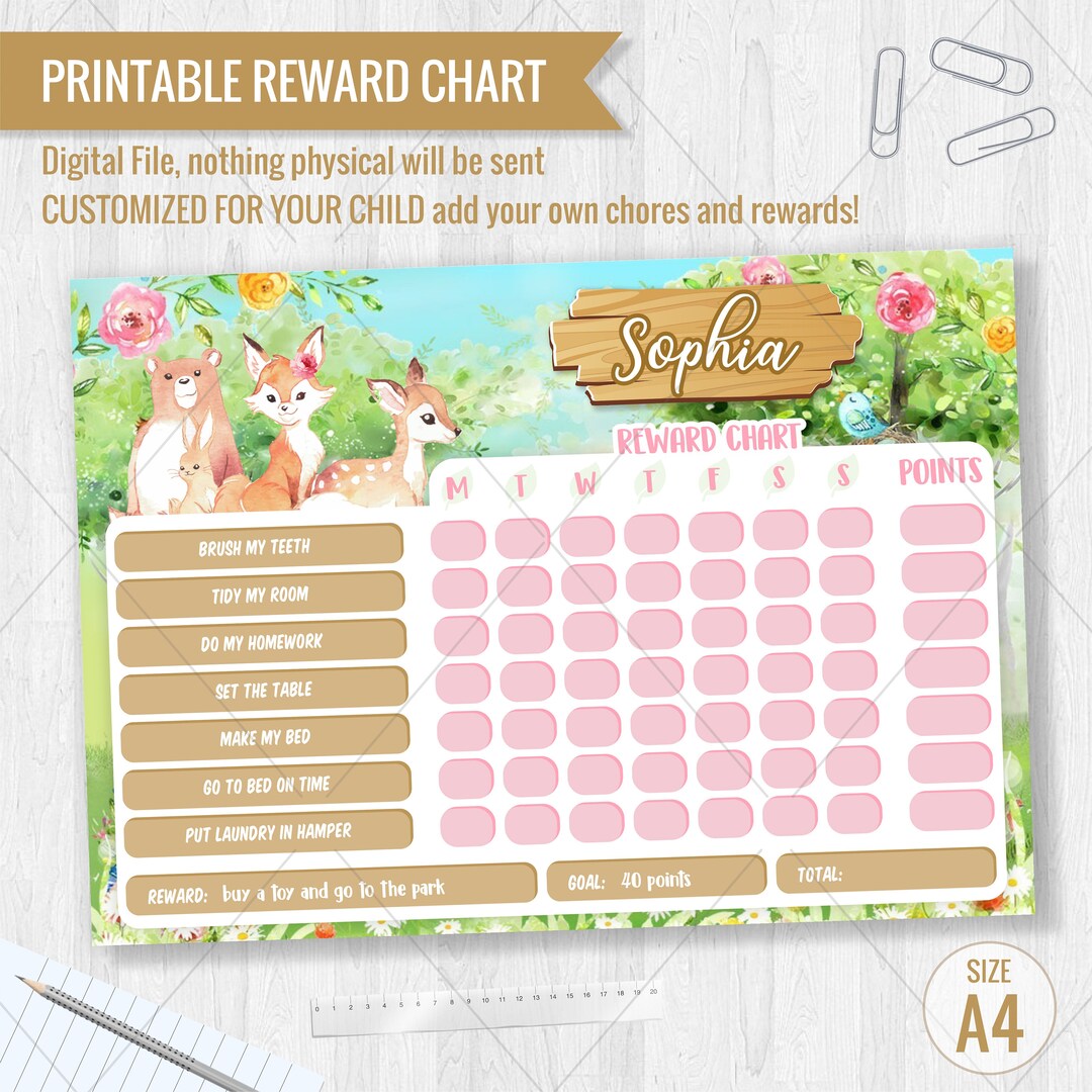 Woodland Animals Reward Chart Chore Chart Printable Chart - Etsy