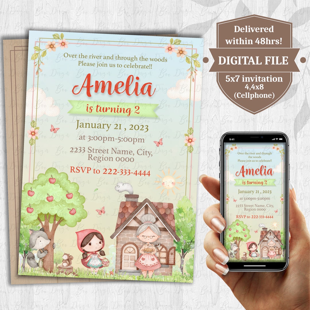 Little Red Riding Hood Invitation Red Riding Hood Invite - Etsy