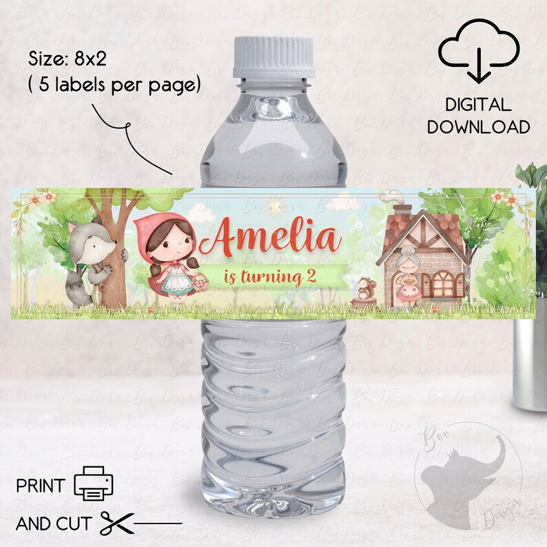 Little Red Riding Hood Water Label Party Woodland Water Bottle Label - Etsy