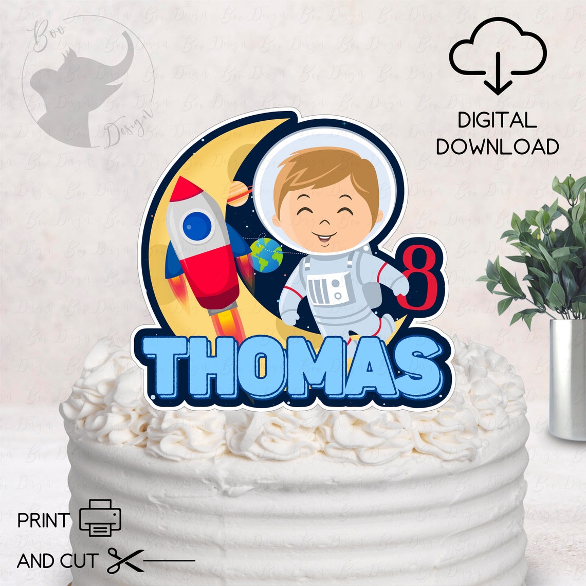 Outer Space Birthday Cake Topper, Planets Rocket Ship Astronaut Cake ...