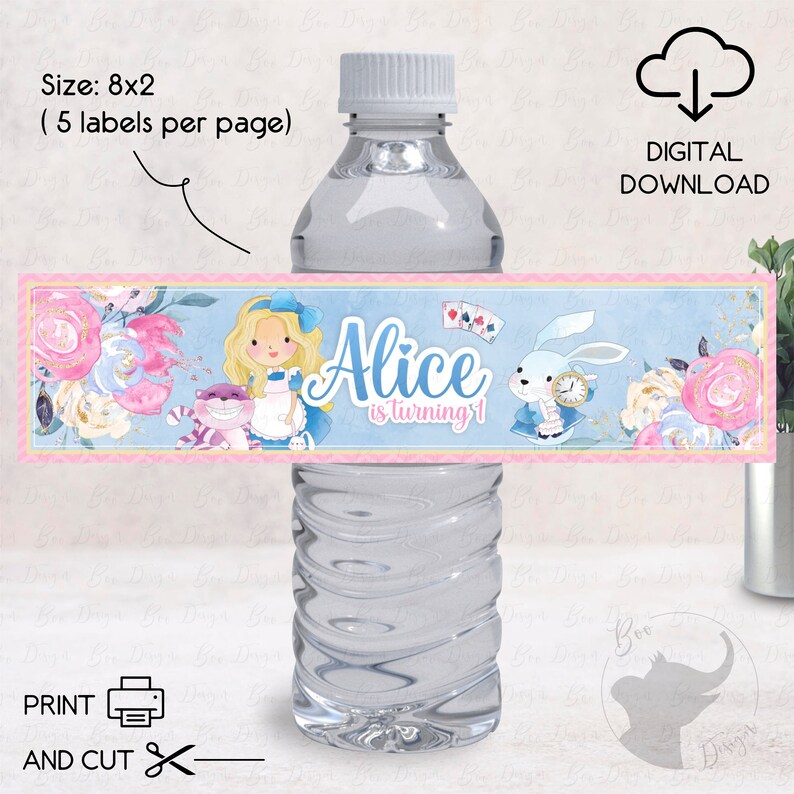 Alice Printable Water Bottle Label - Etsy