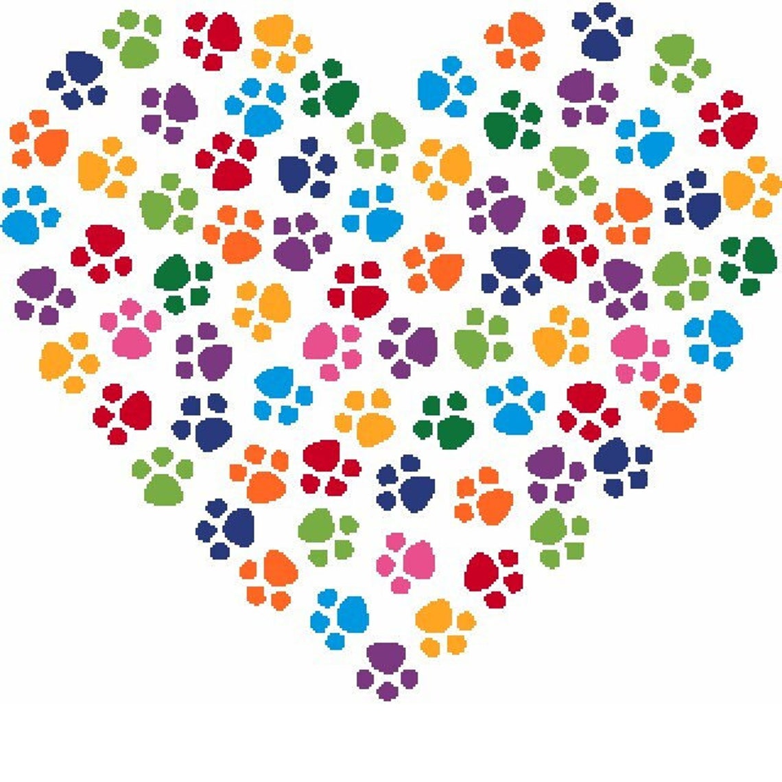 Rainbow Pawprint Heart - Etsy