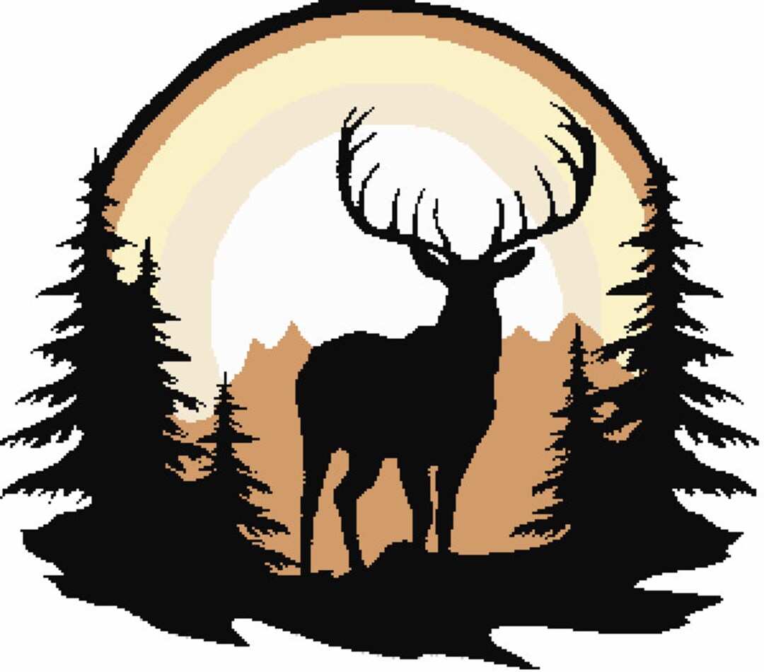 Silhouette Stag Cross Stitch Chart - Etsy