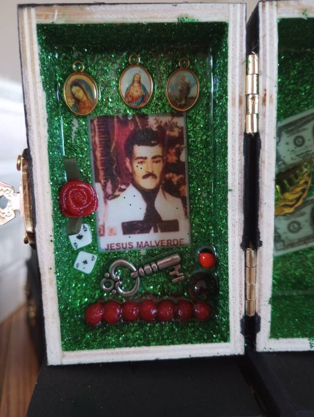 Jesus Malverde Keepsake Money Amulet Box Money Box Pagan Wicca Oil ...