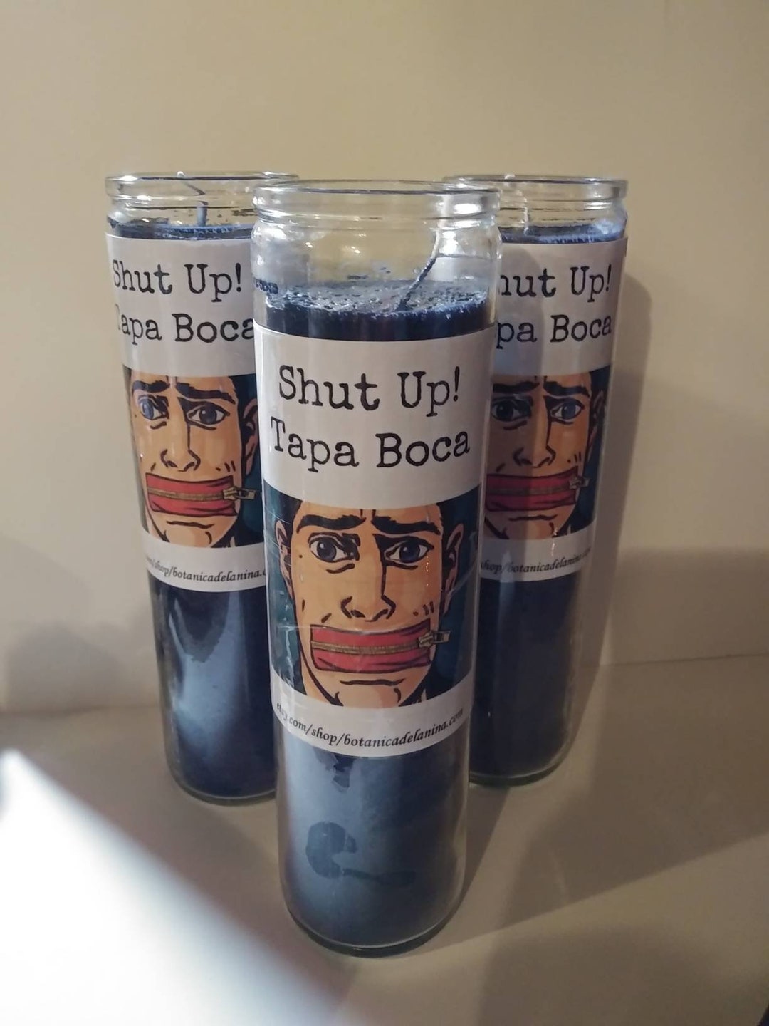 Shut up Tapa Boca Ritual Candle Tall Glass 8'' Black - Etsy