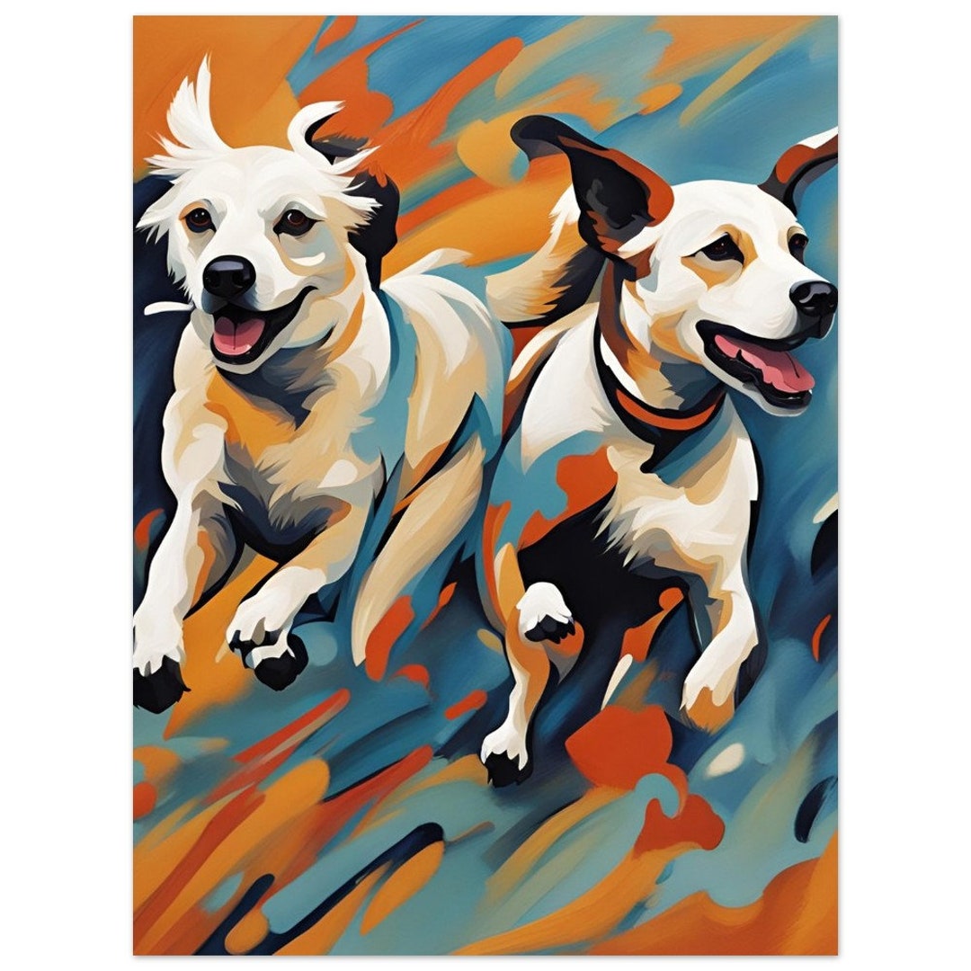 Dog Art, Abstract Dog Art, Dog Wall Prints, Dogs Running Art, Kids Dog ...