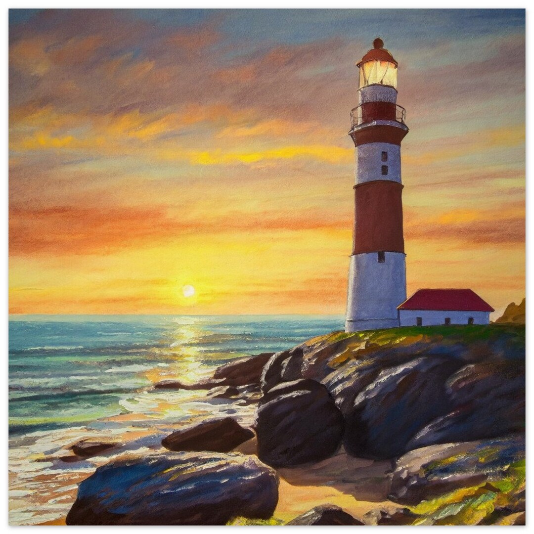 Lighthouse Art, Lighthouse Painting on Wood, Lighthouse Print ...
