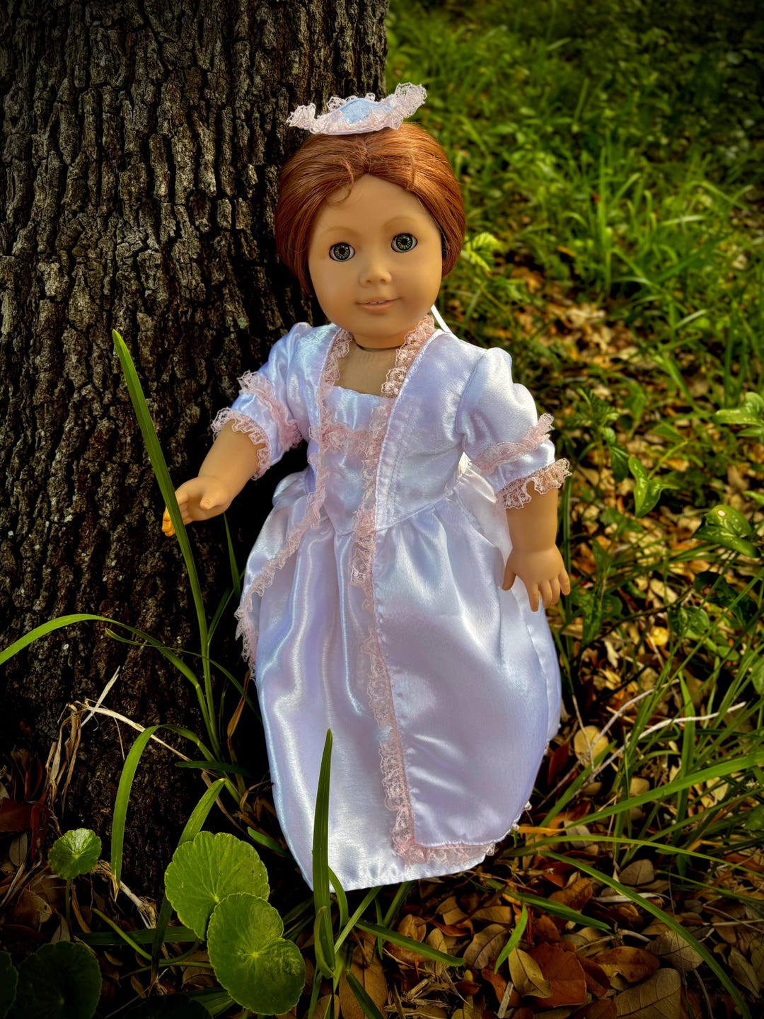Elegant Satin and Lace Colonial Gown and Pinner Cap Made to Fit 18 ...