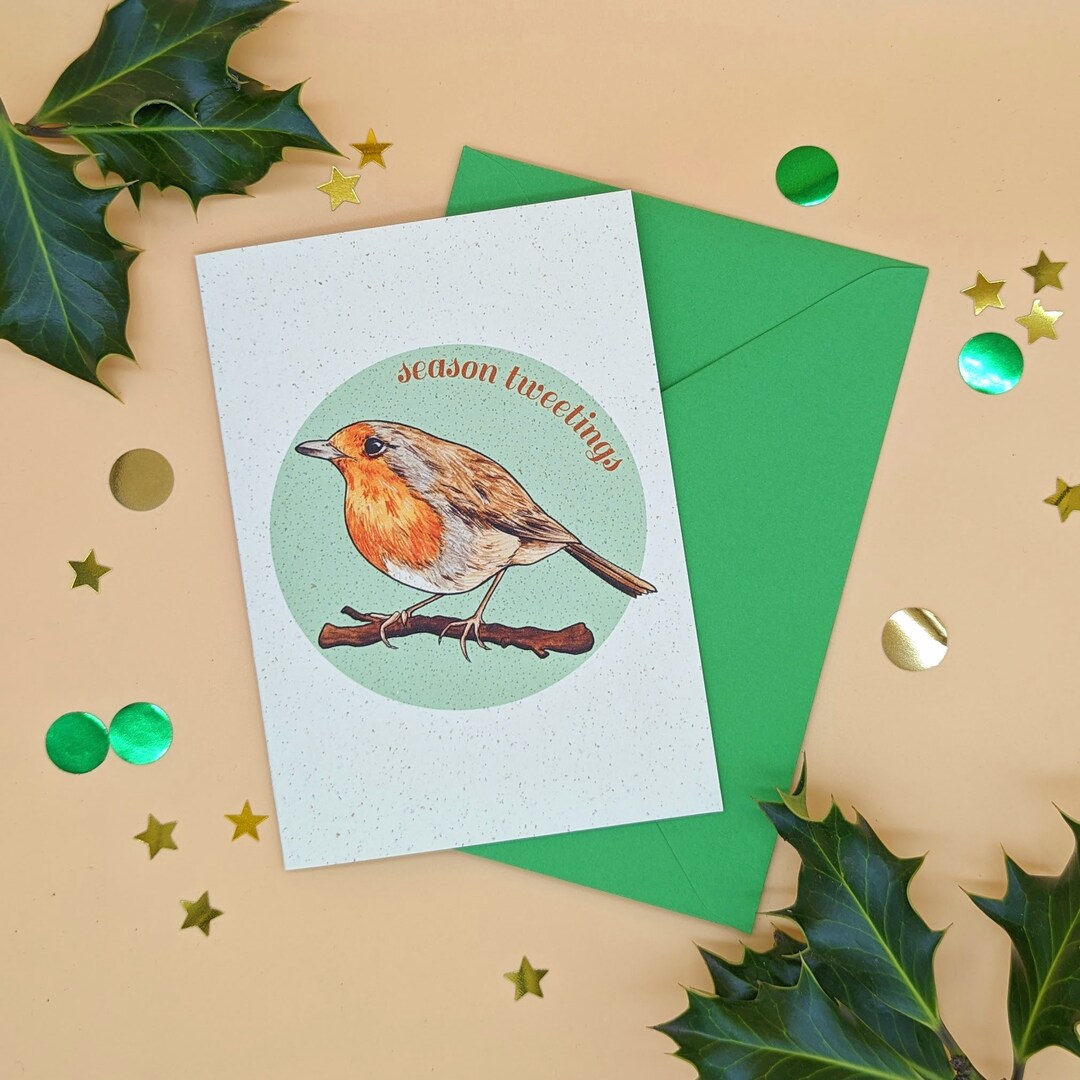 Christmas Robin Card - Season Tweetings Card - Festive Bird Greetings ...