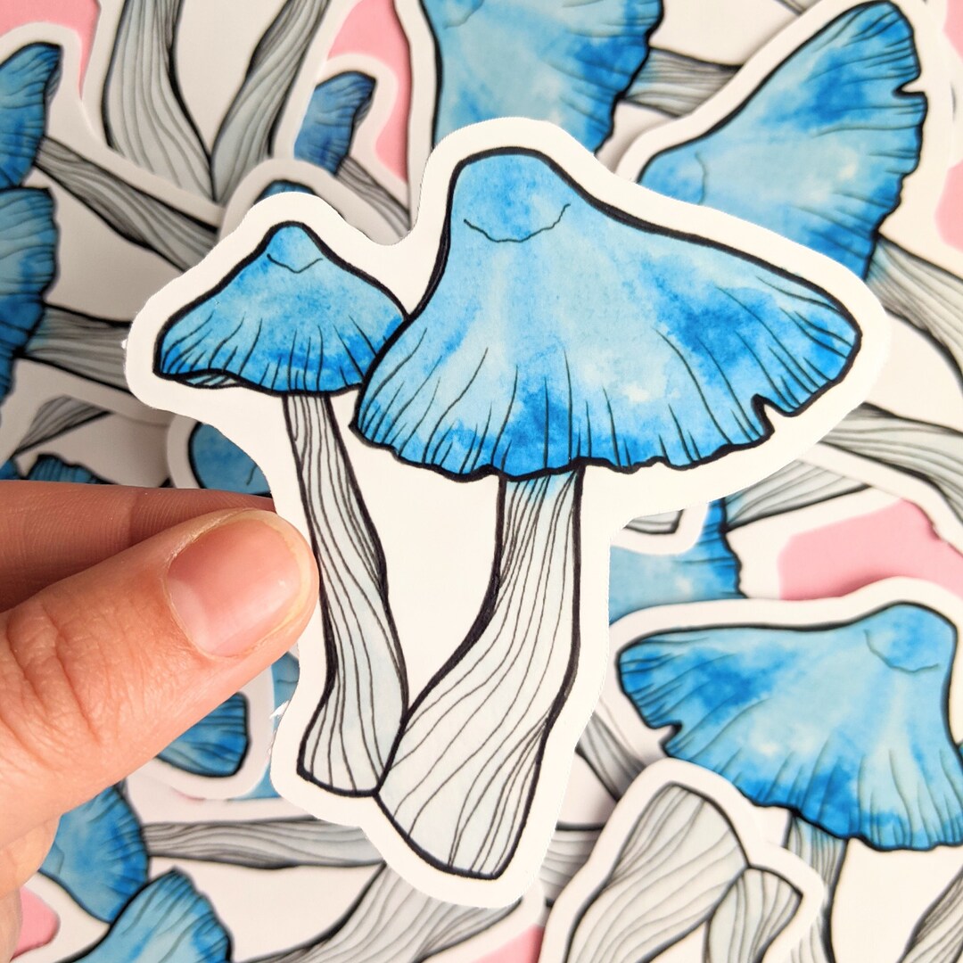 Blue Mushroom Sticker Toadstool Laptop Sticker Sky Blue - Etsy