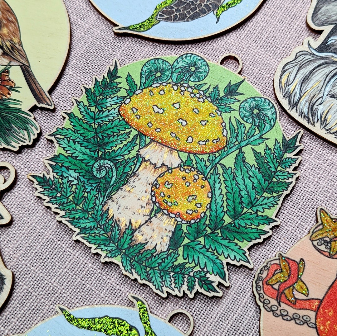 Hanging Mushroom Decoration - Novelty Christmas - Toadstool Wood ...