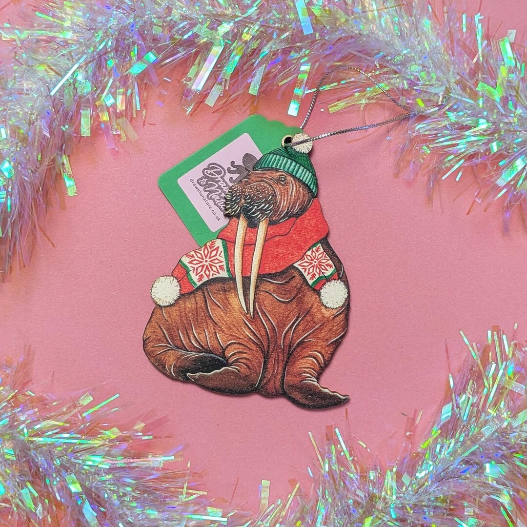 Walrus Tree Decoration - Christmas Wooden Ornament - Walrus Xmas ...