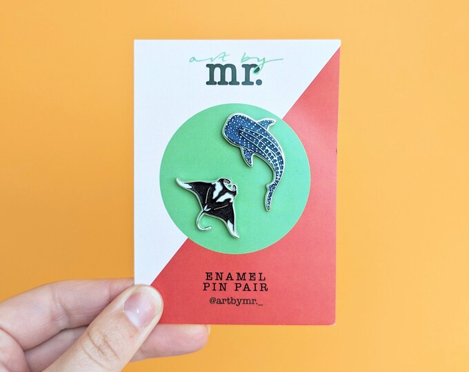 Shark & Ray Pin Pair Whale Shark and Manta Ray Set of - Etsy