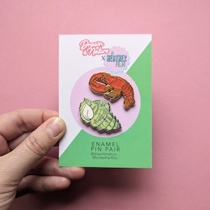 Lobster & Shell Enamel Pin Pair - Holiday Pins - Set of Enamel Pins ...