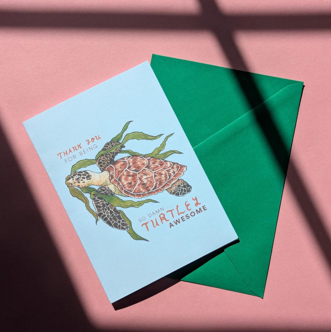 Turtle Thank You Card - Turtley Awesome Card - Thank You Card - Ocean ...