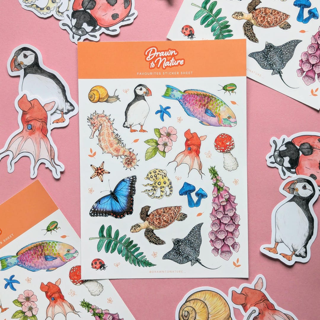 Sticker Sheet Nature Stickers Nature Sticker Sheet Animal Ocean ...