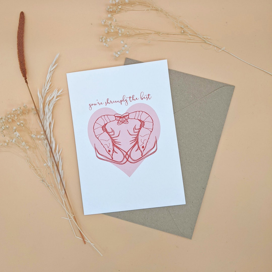Prawn Card Shrimp Love Card Valentines Day Card Shrimply the Best Funny ...