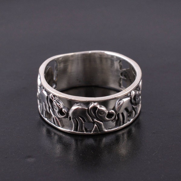 Silver Elephant Ring - Etsy