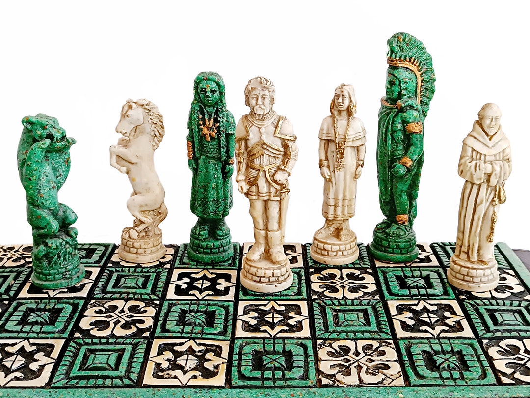 Vintage Handmade Chess Set RARE FIND Hand Carved Chess Piece With ...