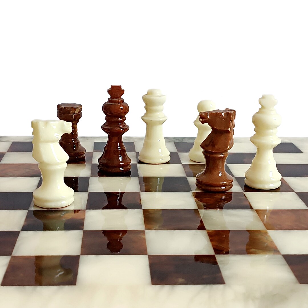 Chiellini Italy Chess Set Genuine Alabaster Hand Carved Chess Piece ...