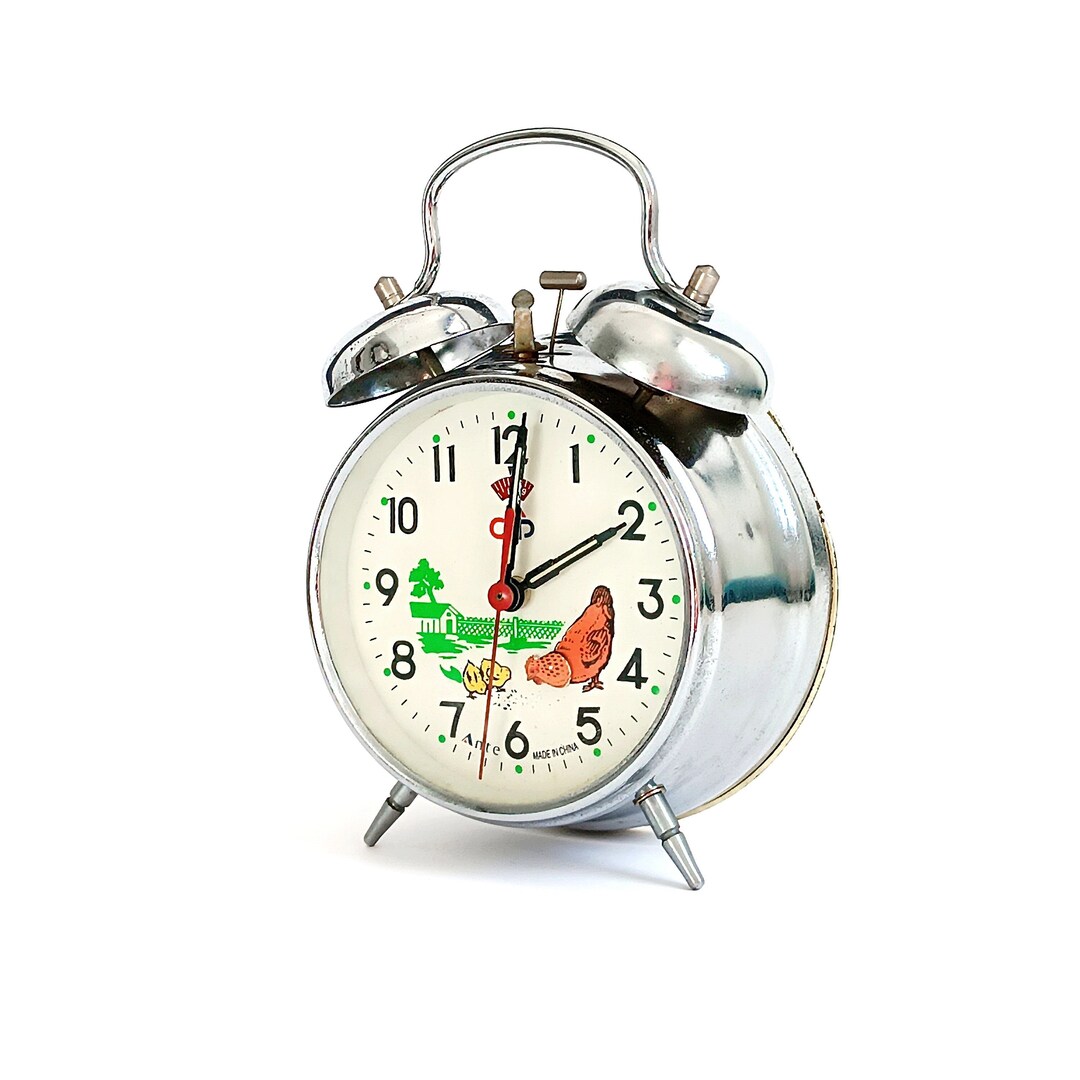 Vintage Kids Alarm Clock WORKING Vintage Twin Bell Alarm Hen With ...