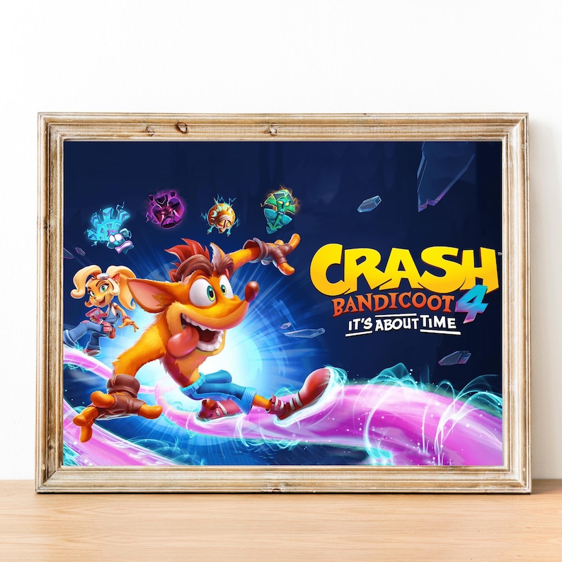 Póster imprimible de Crash Bandicoot, arte mural de videojuegos ...