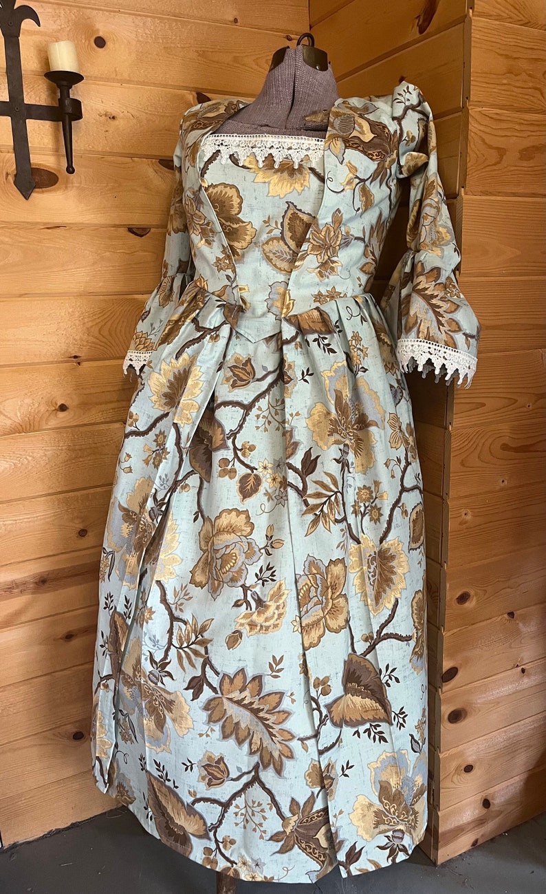 Colonial 18th Century Outlander Williamsburg Cotton Ballgown Polonaise ...