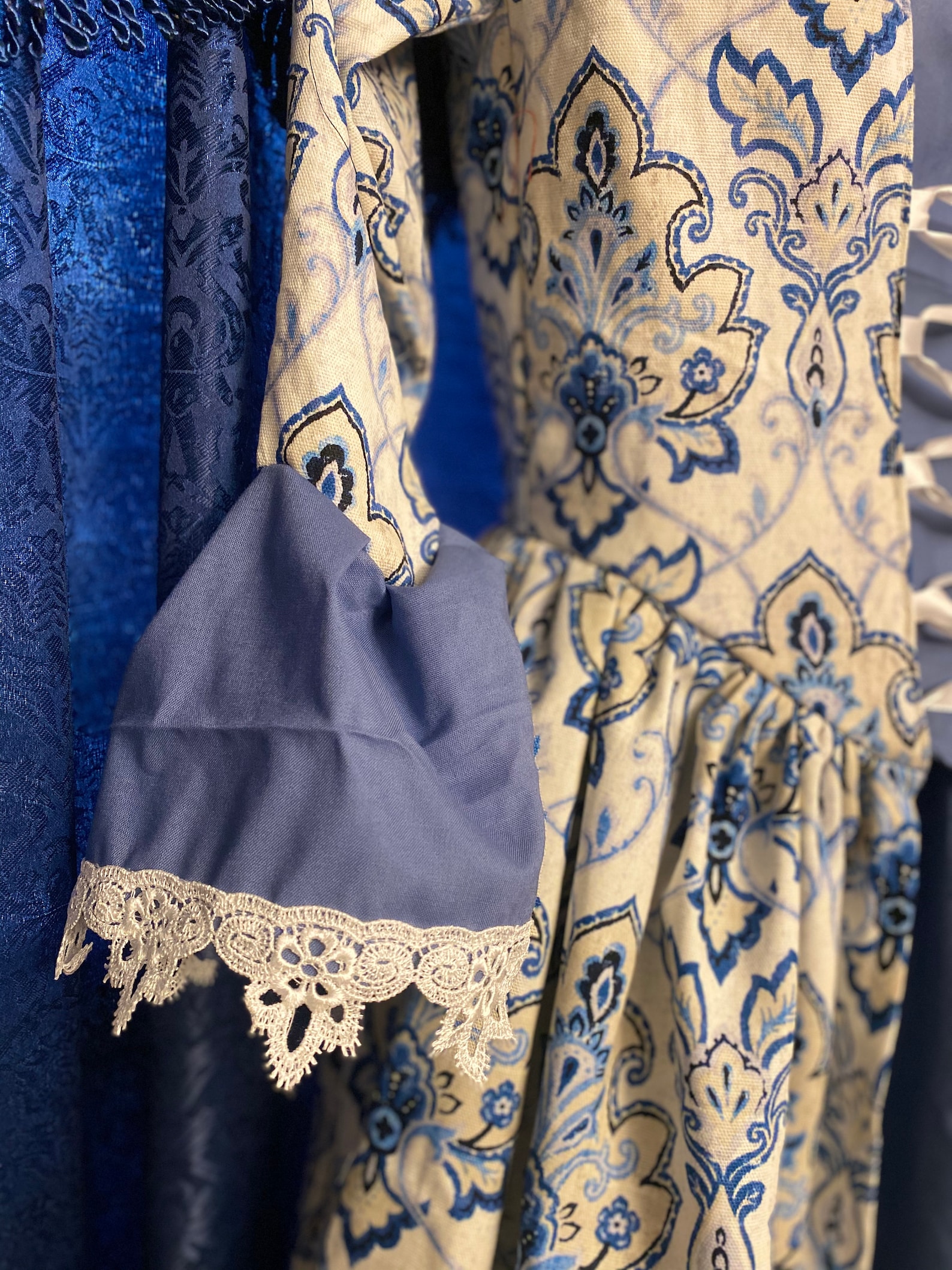 Colonial 18th Century Outlander Williamsburg Cotton Ballgown Polonaise ...