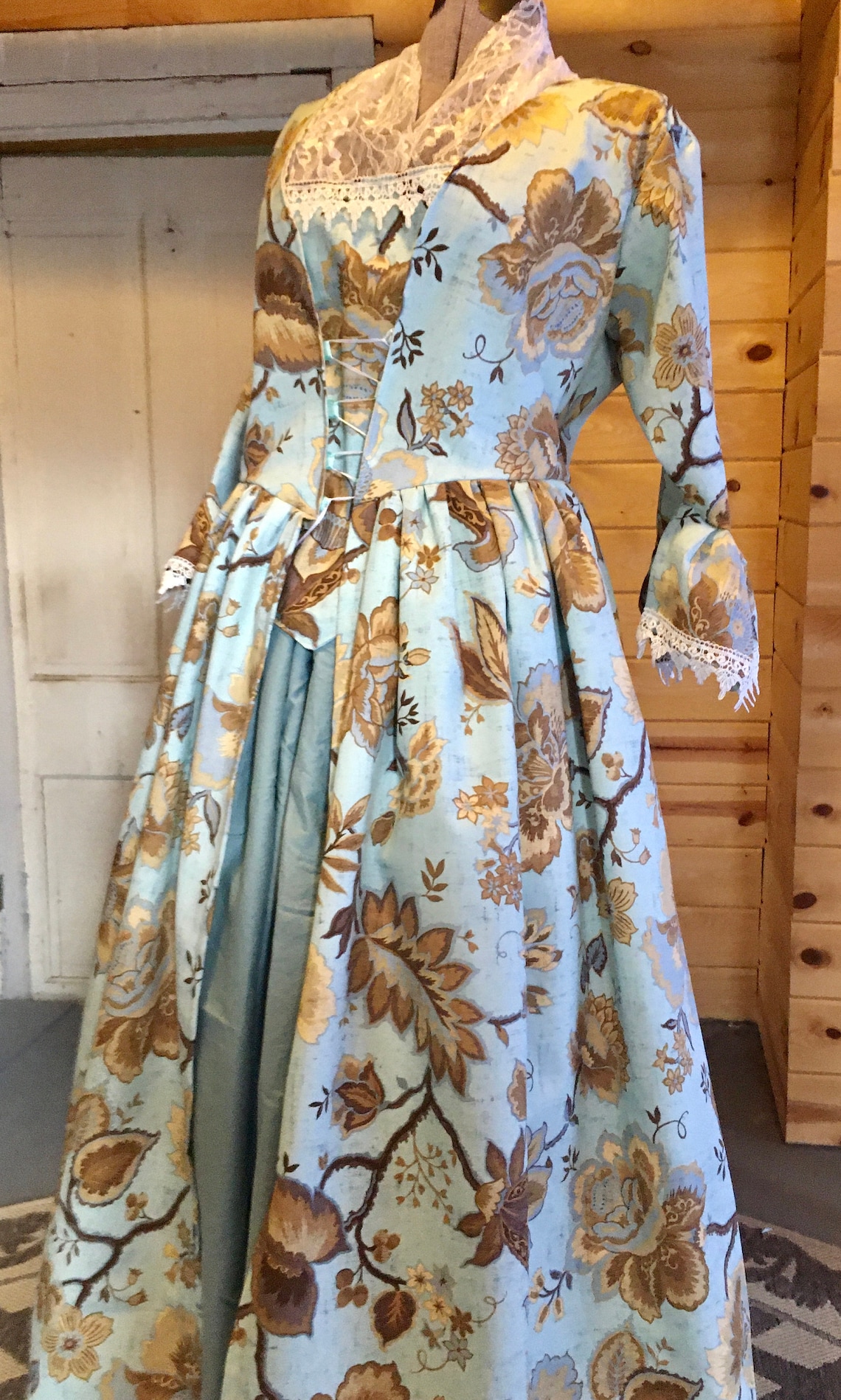 Colonial 18th Century Outlander Williamsburg Cotton Ballgown Etsy