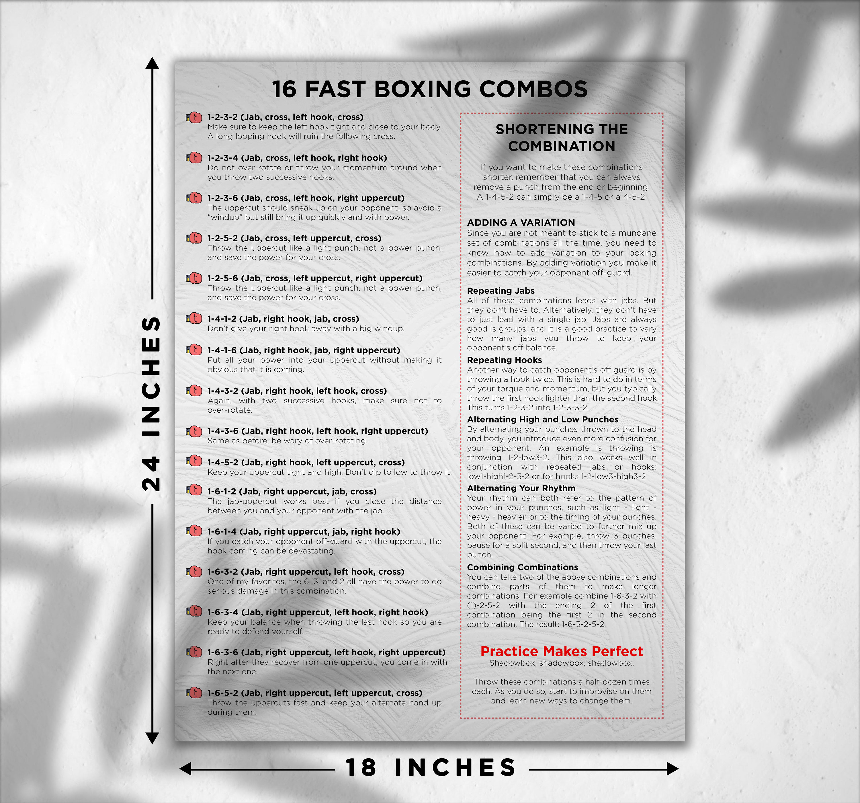Boxing Combos Downloadable Poster. Digital Print Ready to - Etsy Australia