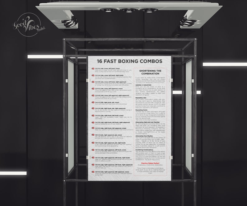 Boxing Combos Downloadable Poster. Digital Print, Ready to Print Poster ...