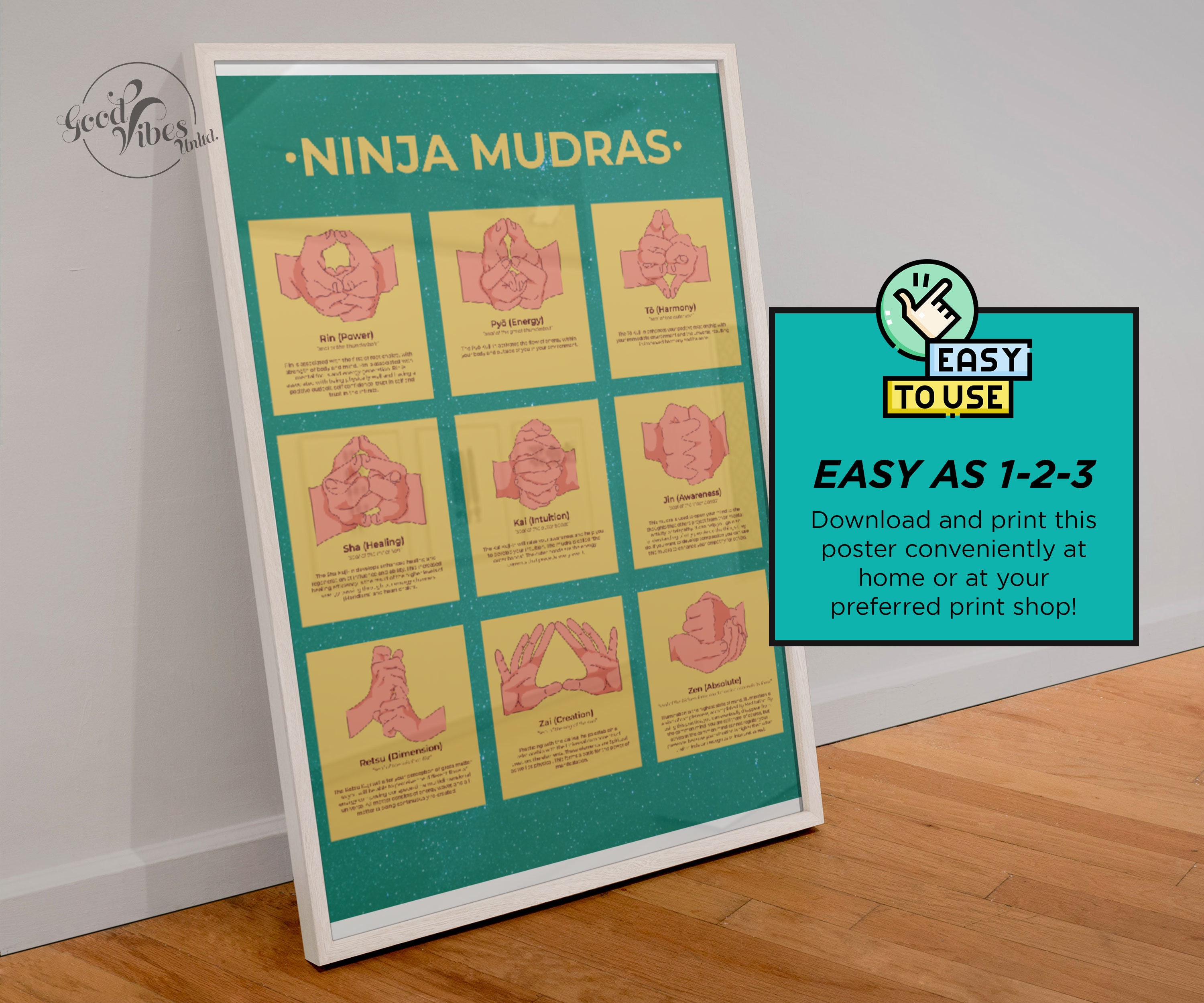 Ninja Mudras Downloadable Poster. Ready to Print, Digital, Trendy ...