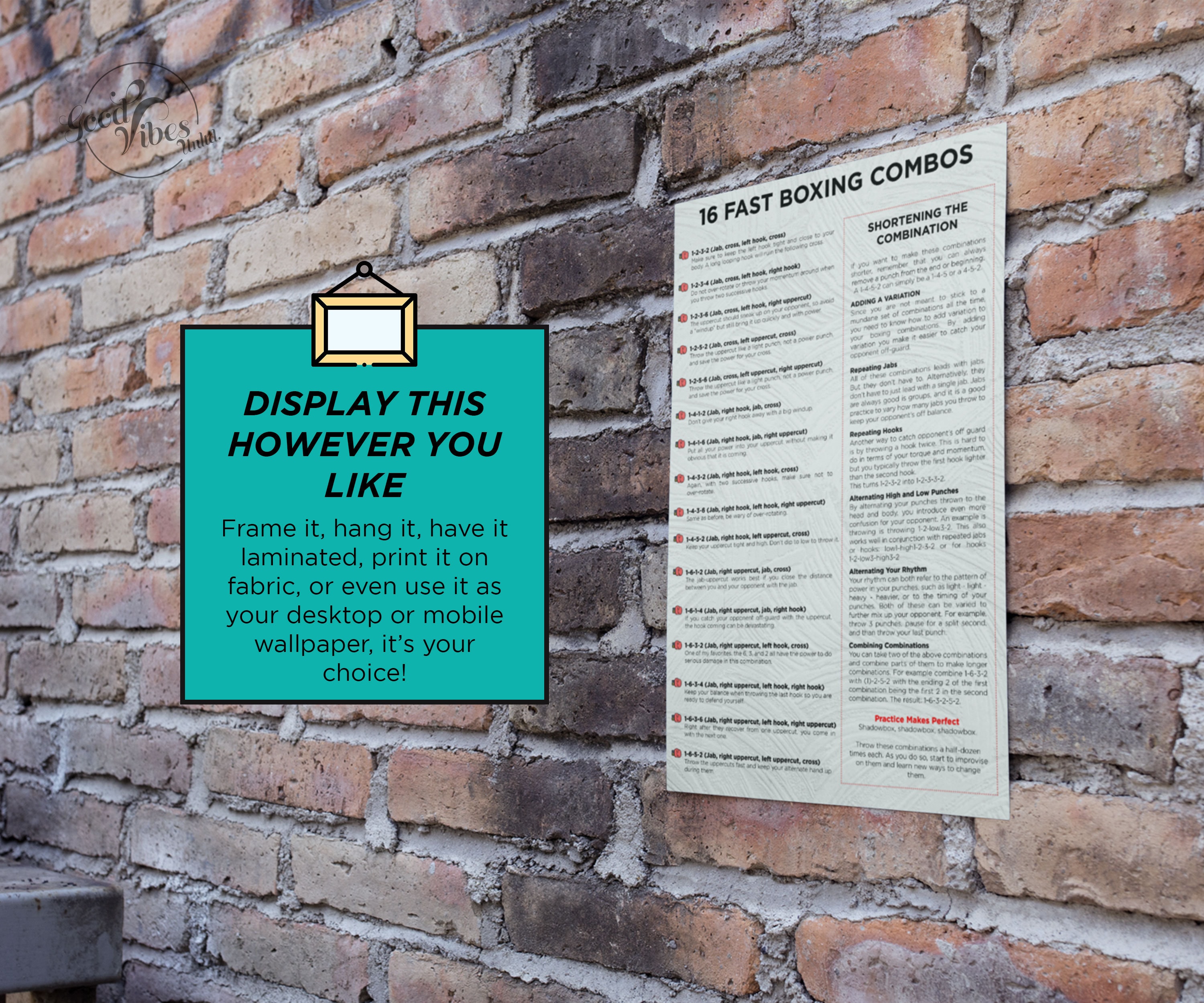 Boxing Combos Downloadable Poster. Digital Print, Ready to Print Poster ...