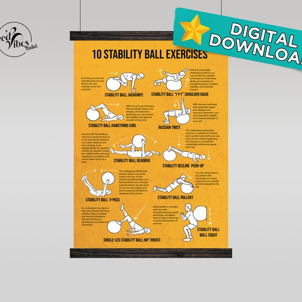 Exercise Ball Poster - Etsy