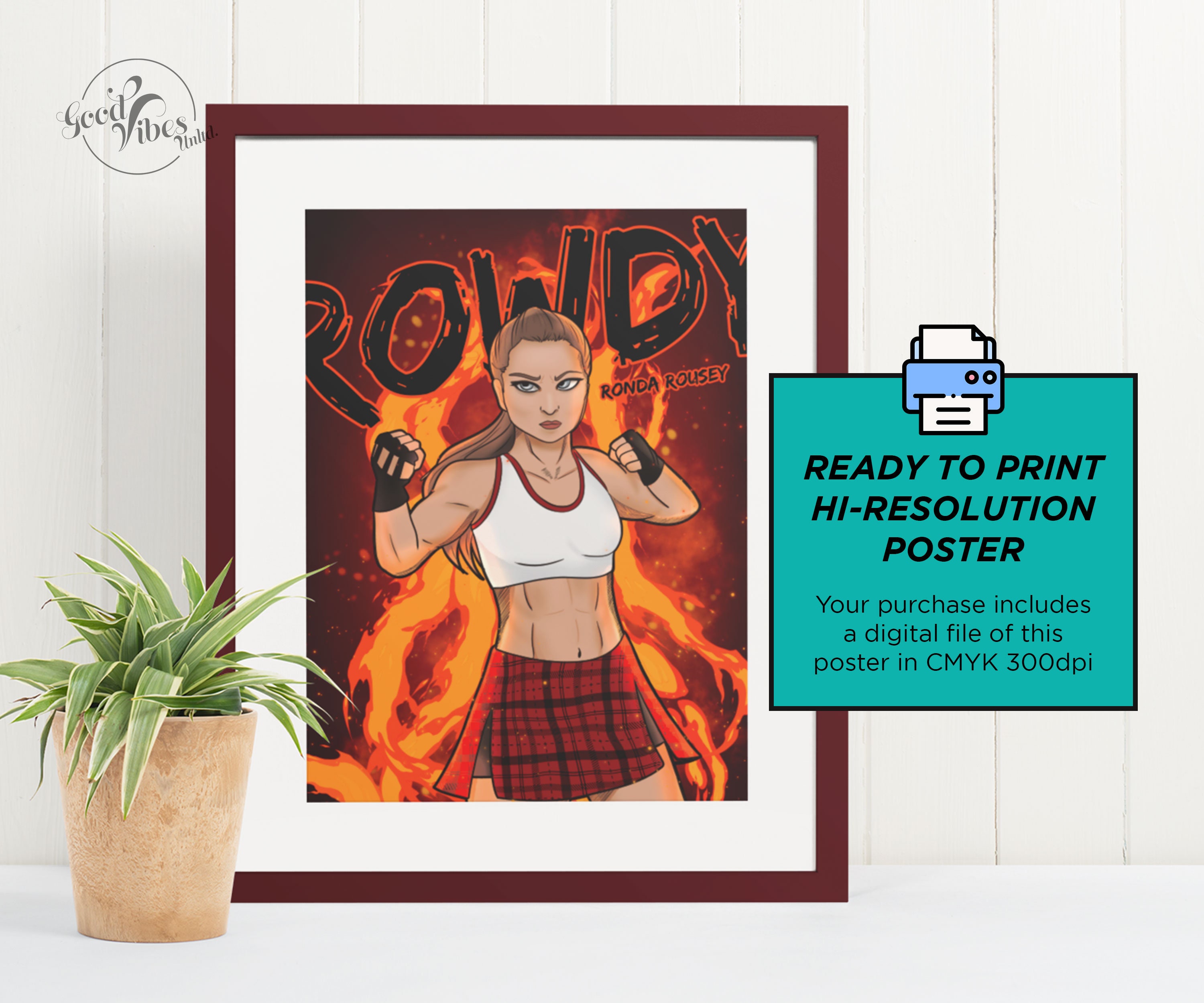 Ronda Rousey Ready to Print Downloadable Digital Art Poster. Wall Art ...