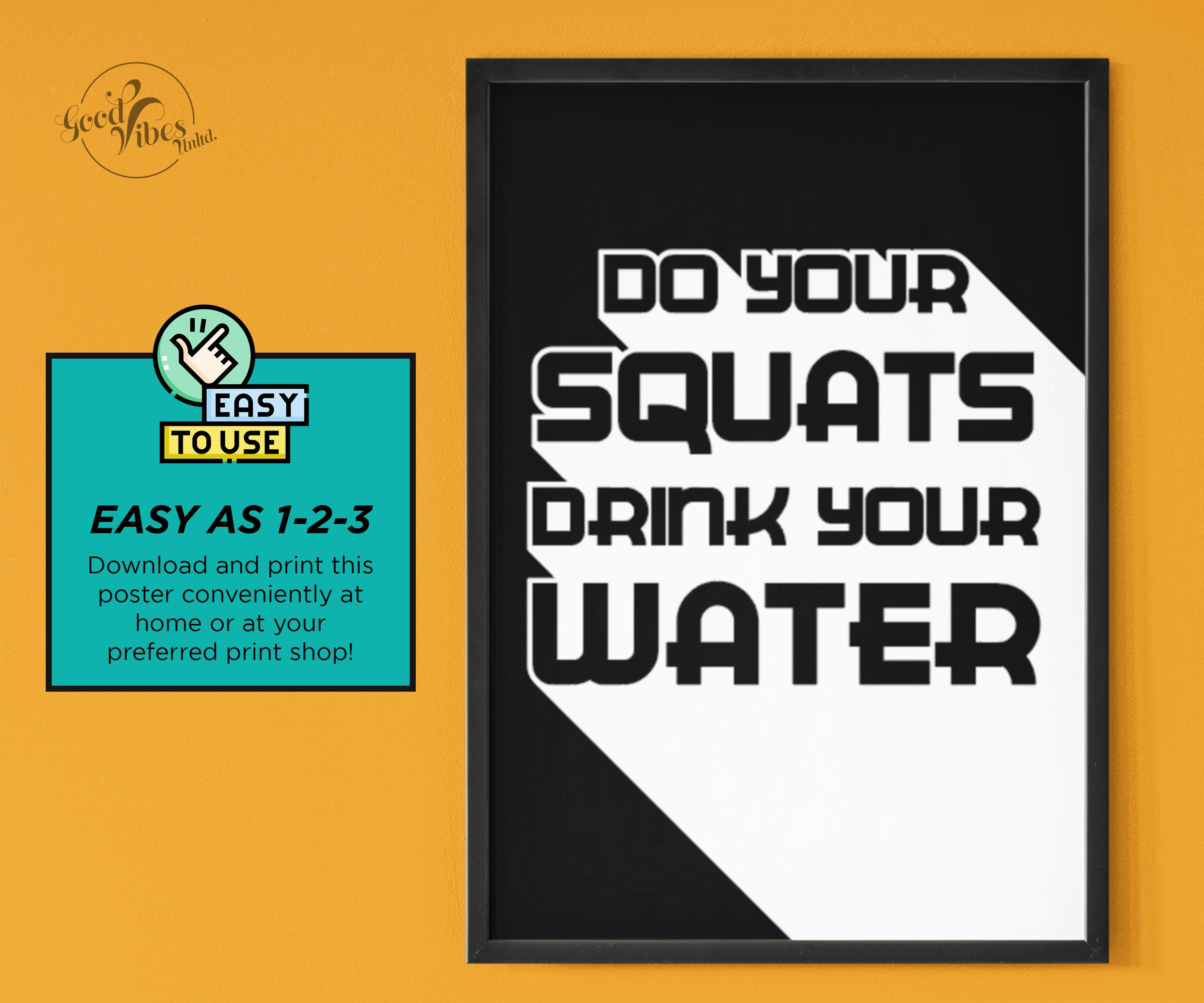 DO YOUR SQUATS Digital Poster black Ver. Ready to Print Downloadable ...