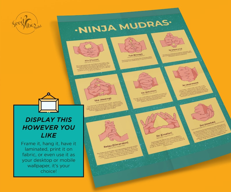 Ninja Mudras Downloadable Poster. Ready to Print, Digital, Trendy ...