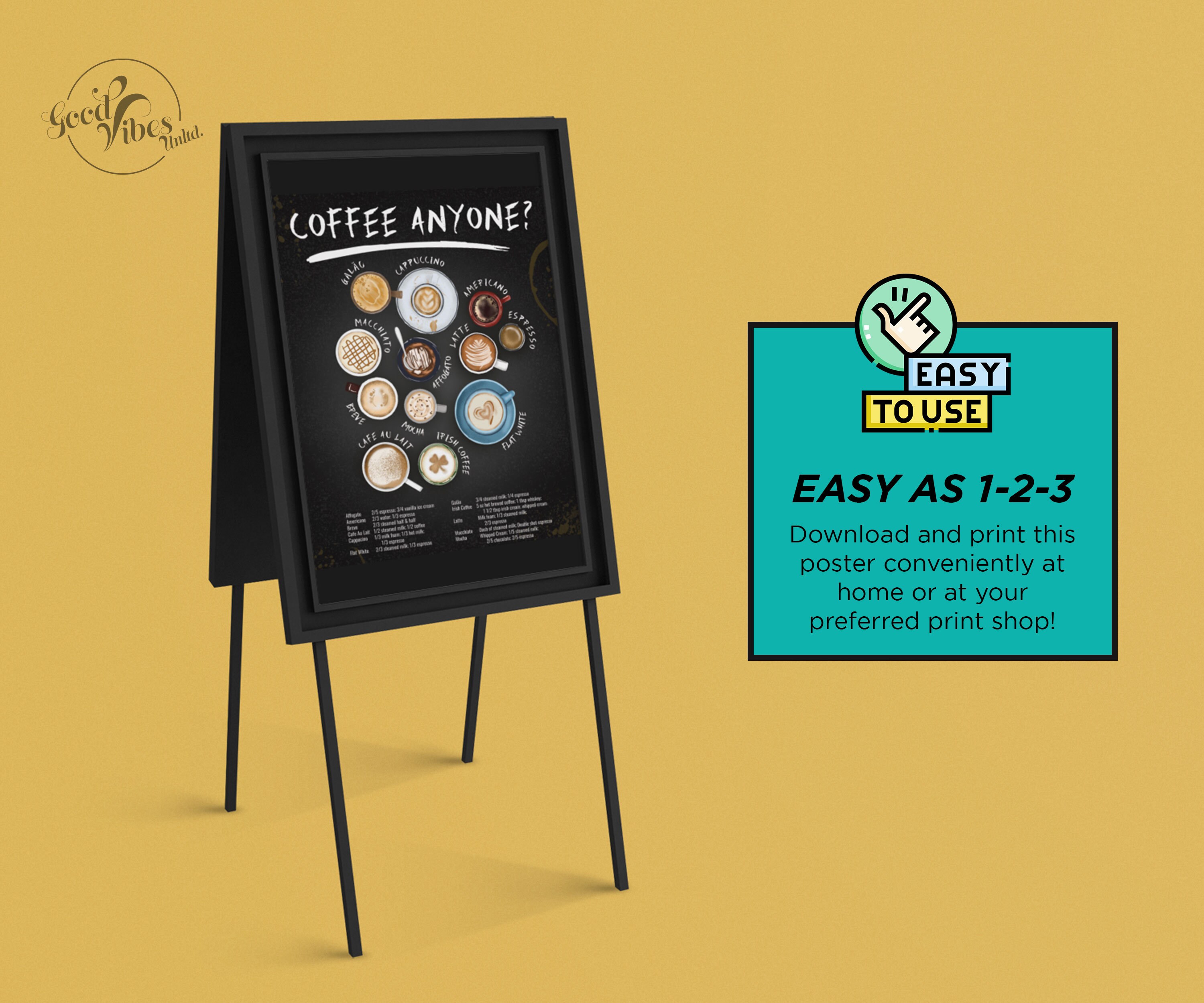 Different Types of Coffee Ready to Print Digital Downloadable Poster ...