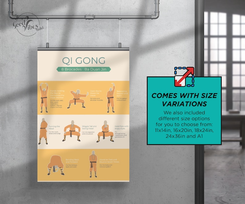 Qi Gong Poster: 8 Brocades Exercise Guide (digital Download) - Etsy