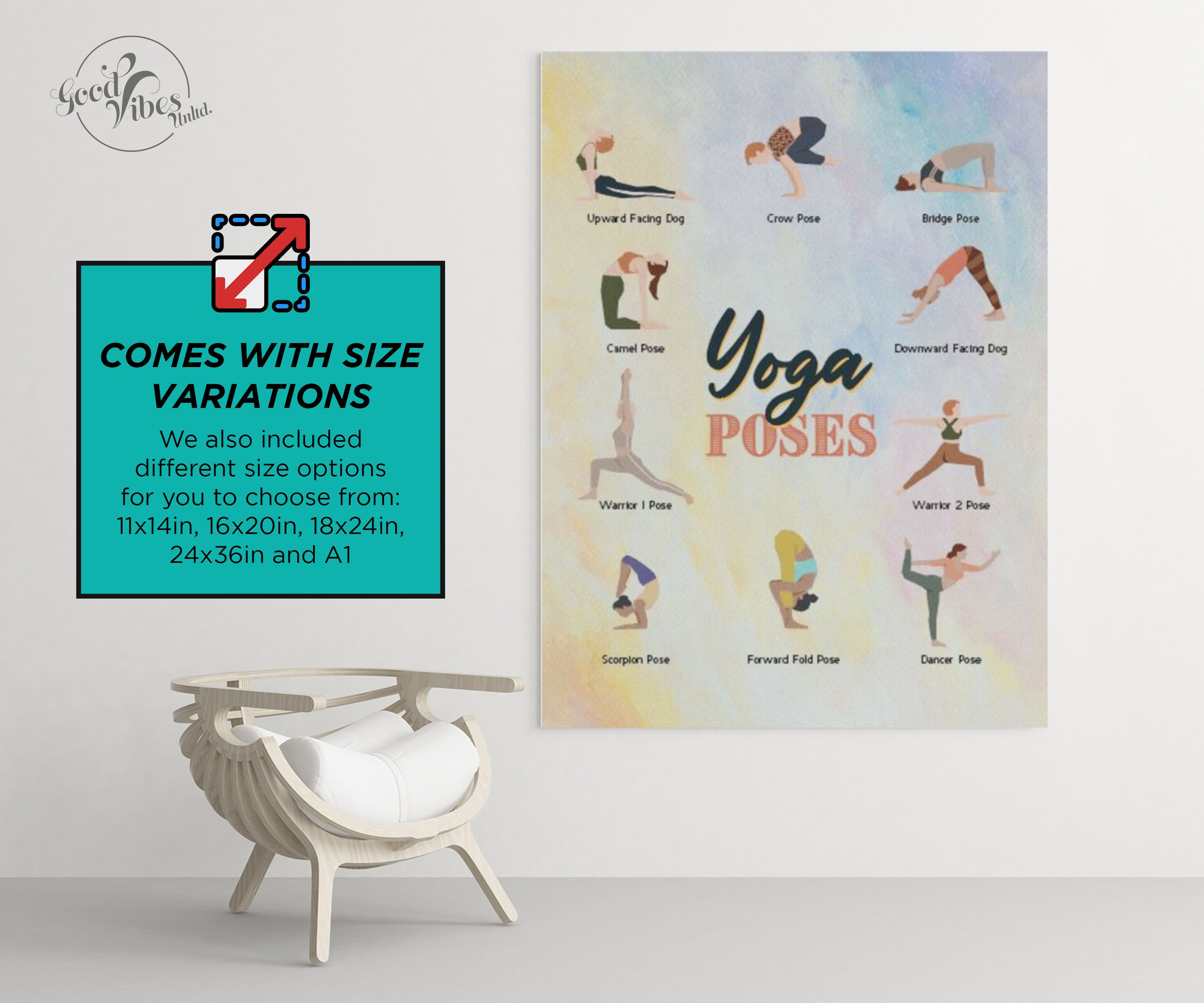 Ready to Print Downloadable Yoga Poses Ver 2. Digital, Trendy, Pop Art ...