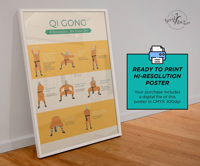 Qi Gong Poster: 8 Brocades Exercise Guide (digital Download) - Etsy