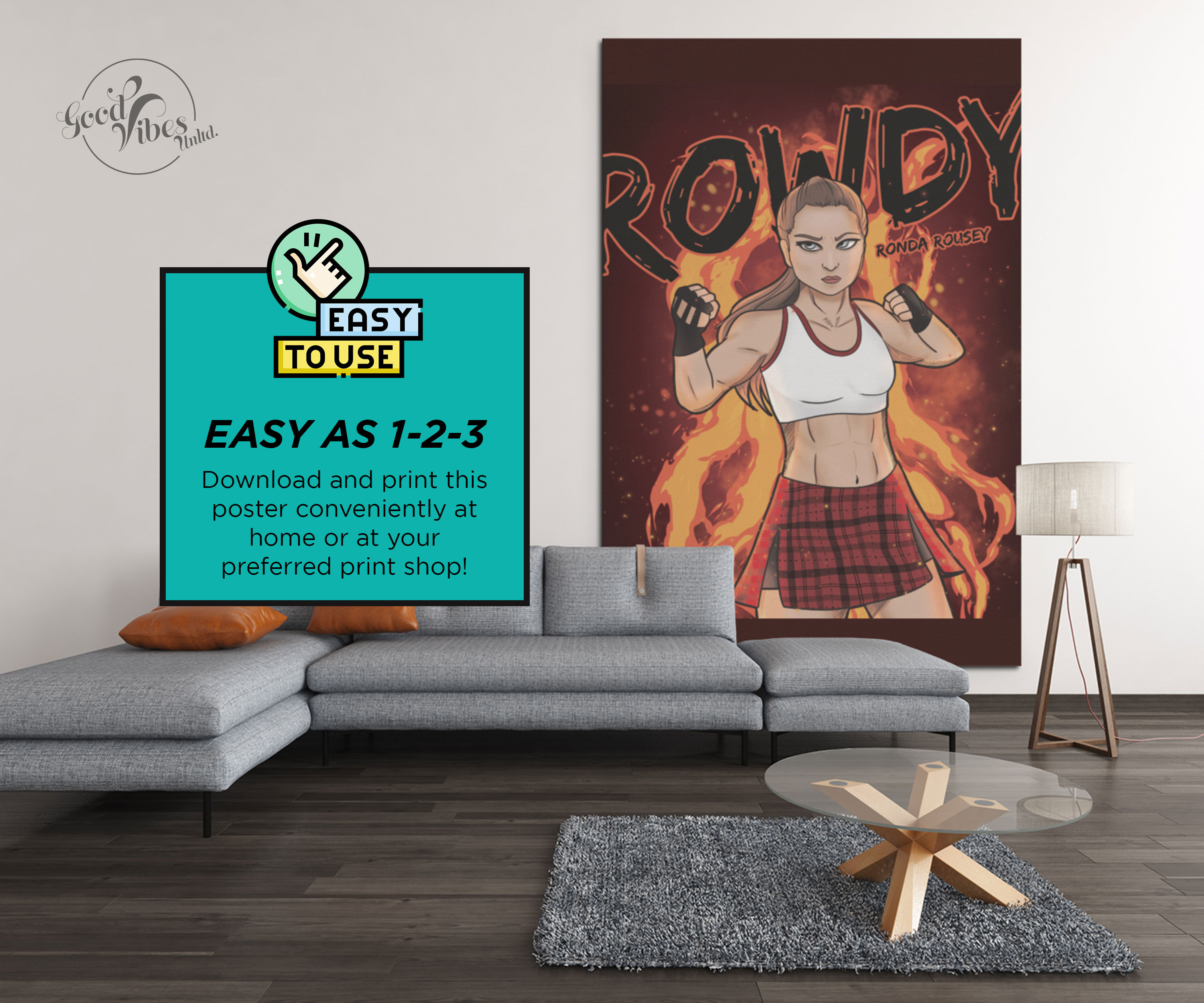 Ronda Rousey Ready to Print Downloadable Digital Art Poster. Wall Art ...