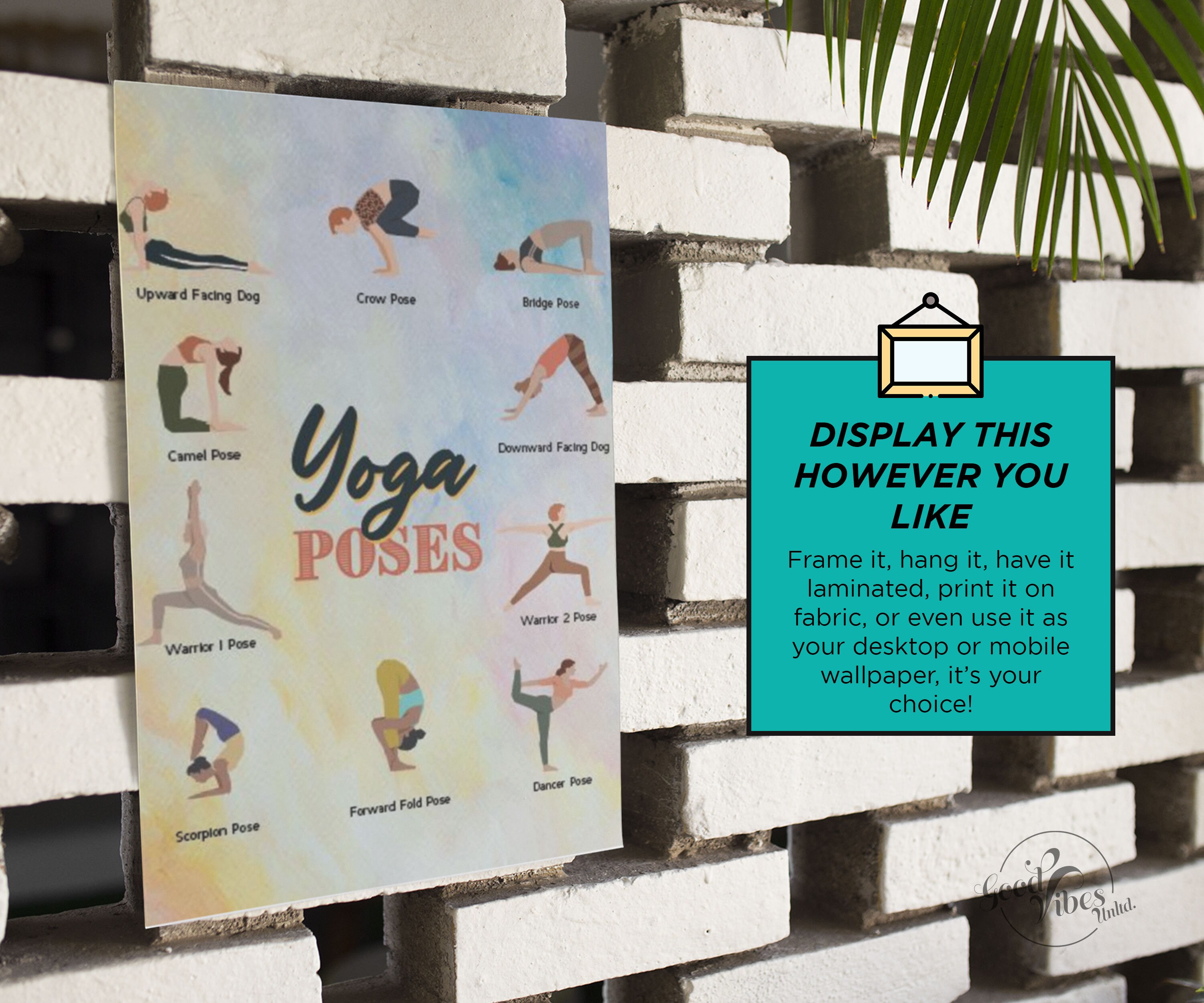 Ready to Print Downloadable Yoga Poses Ver 2. Digital, Trendy, Pop Art ...